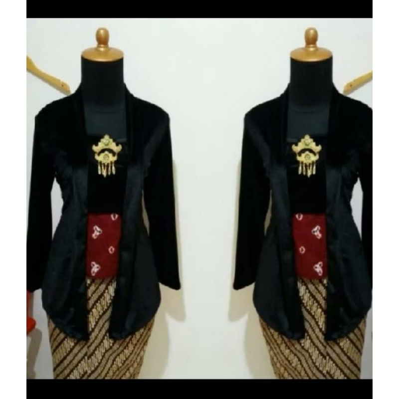 Jual kebaya beludru kutubaru kombinasi batik jumputan | Shopee Indonesia