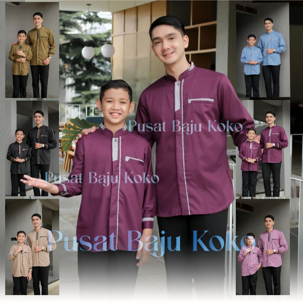 Jual BAJU KOKO COUPLE AYAH DAN ANAK LAKI LAKI LENGAN PANJANG BAHAN TOYOBO FODU WARNA BURGUNDY ...
