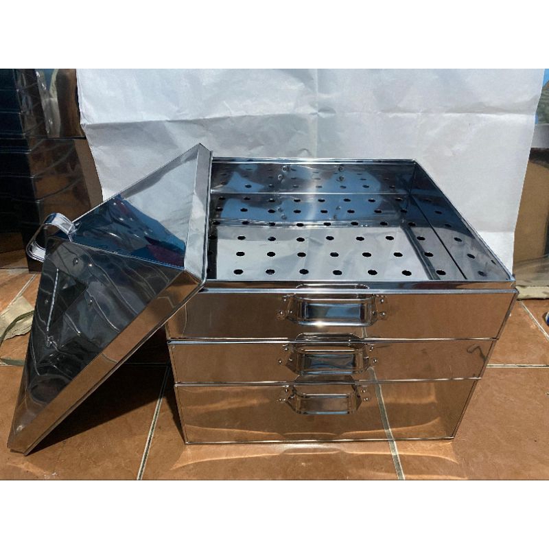 Jual kelakat kukusan susun 3 uk 35x35cm bahan stenlis steel | Shopee ...