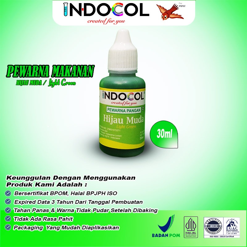 Jual INDOCOL PEWARNA CAIR HIJAU MUDA (30 ml) | Shopee Indonesia