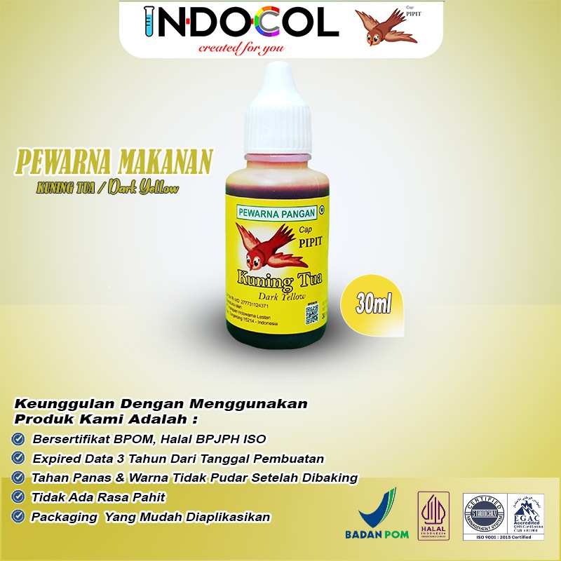 Jual PEWARNA CAIR KUNING TUA CAP PIPIT (30 ml) | Shopee Indonesia