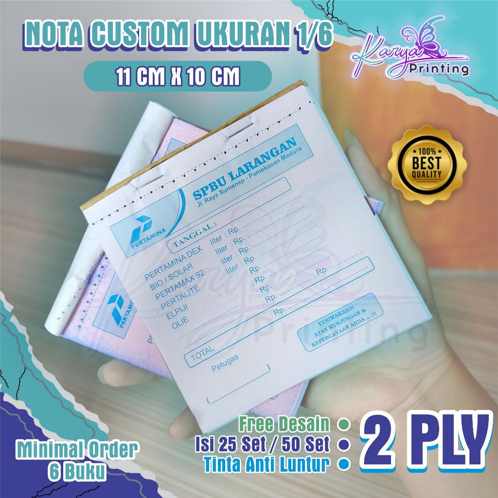 Jual Custom Nota 2 Ply Ukuran 1/6 Bahan Kertas NCR Carbonless - Free ...