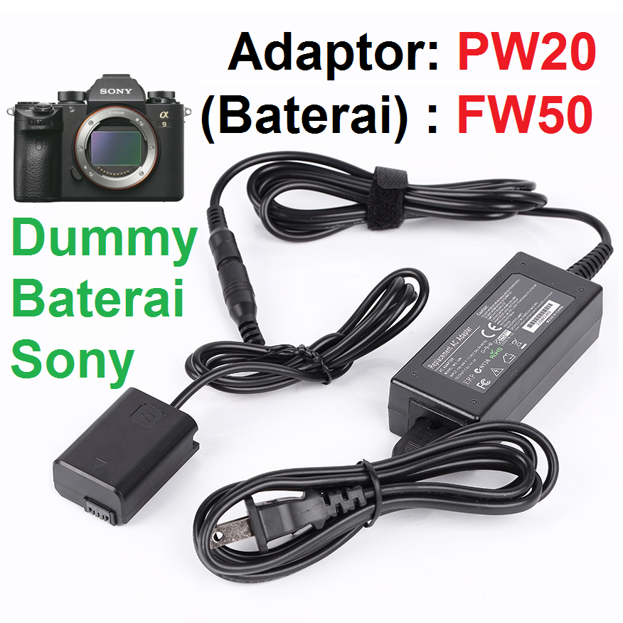 Jual Dummy Battery NP-FW50 AC-PW20 Baterai Dummy PFW50 NP FW50 Kit ...