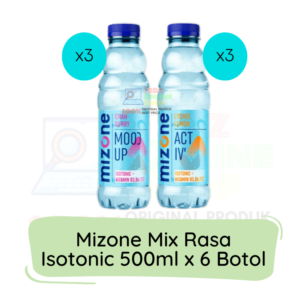 Jual Mizone Minuman Isotonic Mix Rasa 500 ml x 6 Botol | Shopee Indonesia