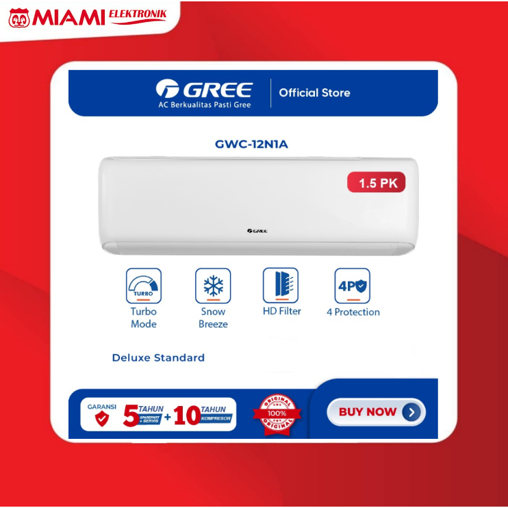 Jual GREE GWC-12N1A AC DELUXE STANDARD N1A Series - 1,5PK - KOMPRESSOR ...