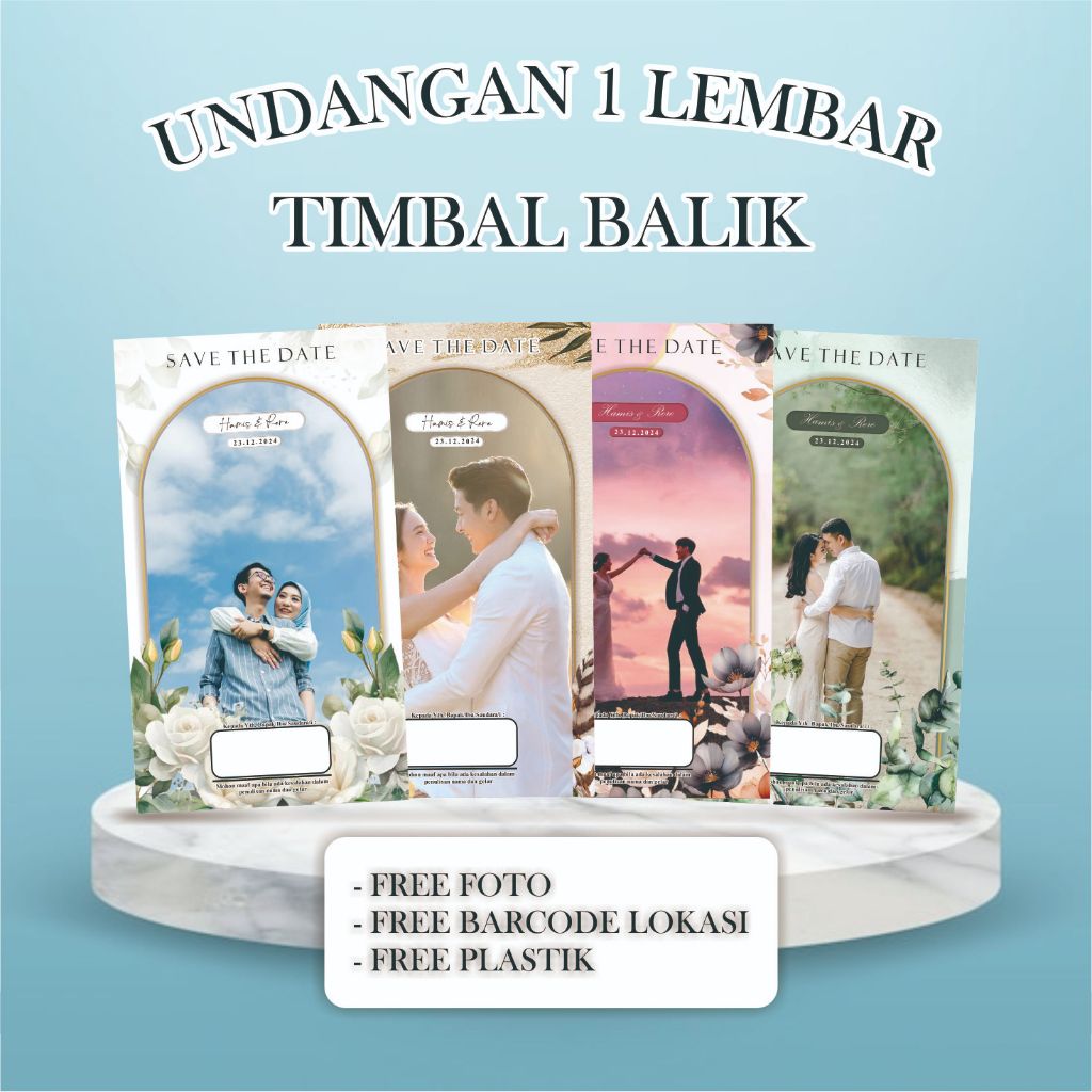 Jual Undangan Pernikahan 1 Lembar Timbal Balik I (Free Foto, Free ...