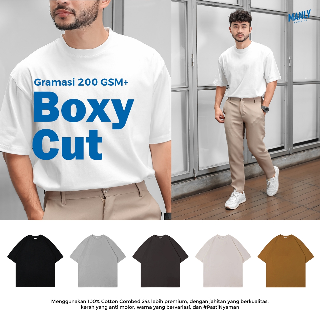 Jual Premium Boxy Crop T-shirt Kaos Boxy Fit with Cotton Combed 24s 200 ...