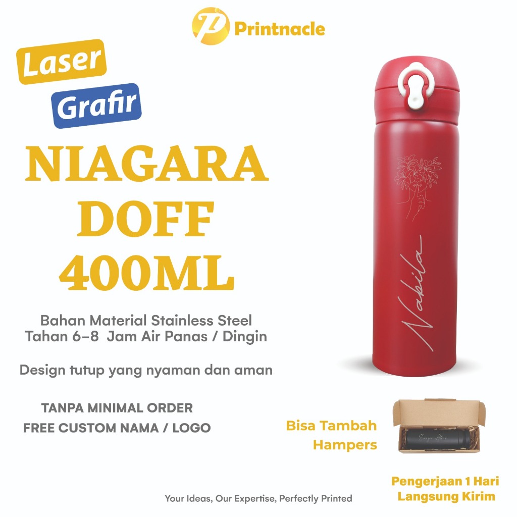 Jual Custom Tumbler Cetak Laser Grafir NIAGARA Doff 400ml Custome Nama ...