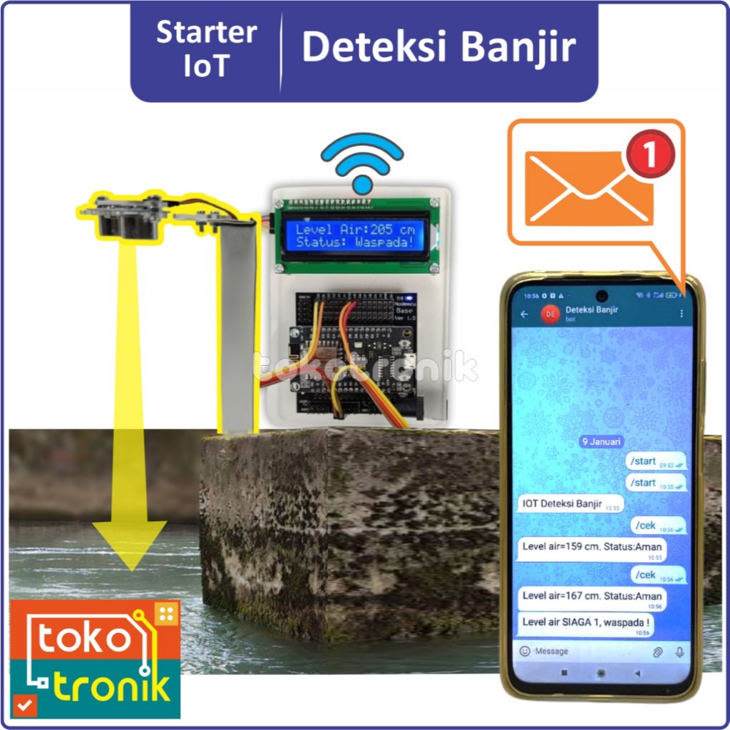Jual Starter IoT Deteksi Banjir ESP8266 Lengkap dg Coding dan Tutorial | Shopee Indonesia