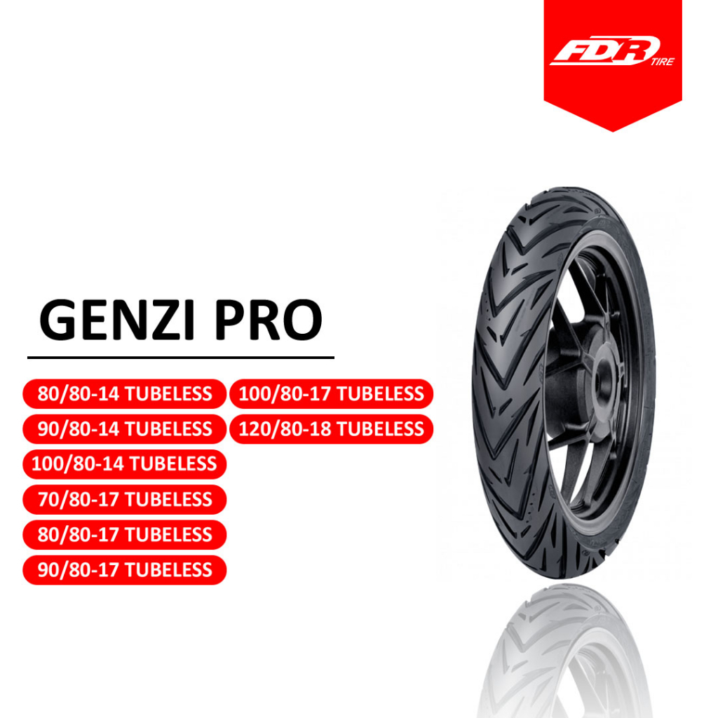 Jual BAN LUAR FDR TUBELESS GENZI PRO 100/80-ring 14/ring 17 90/80-14/17 80/80-14/17 70/80-17 60/ ...