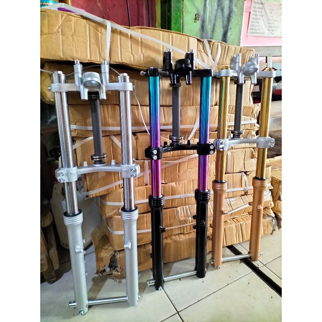 Jual SHOCK SKOK DEPAN NINJA SET ASSY PNP RX KING AS GOLG CHROME RAINBOW ...