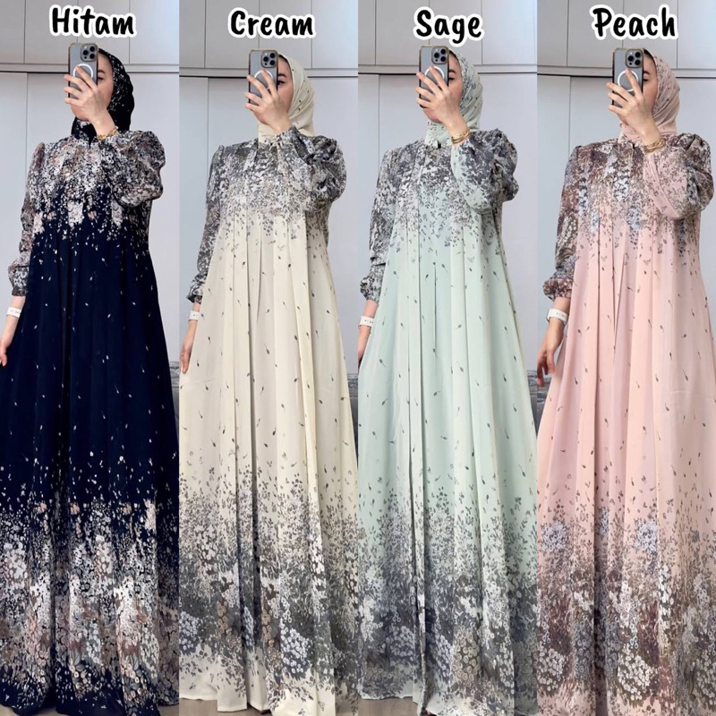 Jual Gamis set hijab dress wanita elegan mewah Busui Friendly gamis ...