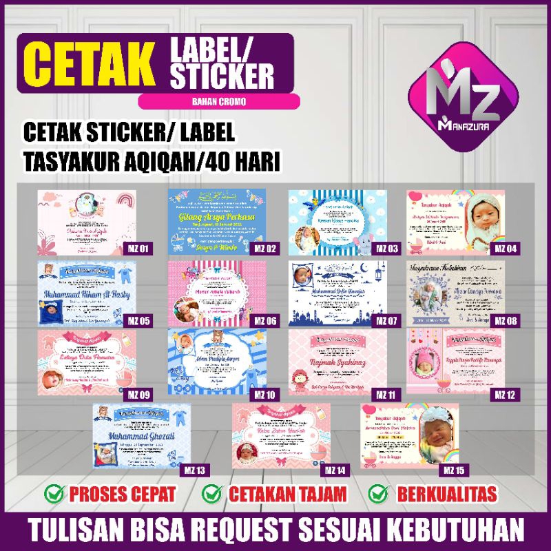 Jual Stiker label tasyakuran aqiqah custom sticker nama bayi kelahiran ...