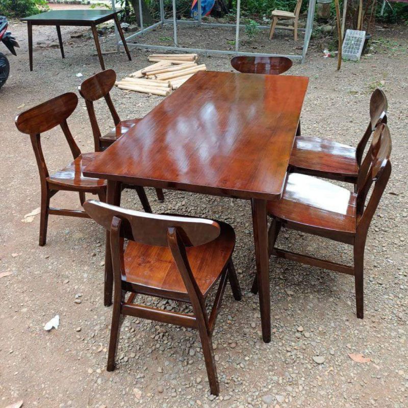 Jual Set Meja Makan Cafe Resto Kayu Jati 6 Kursi, Kursi Makan Ropan Minimalis Termurah | Shopee ...