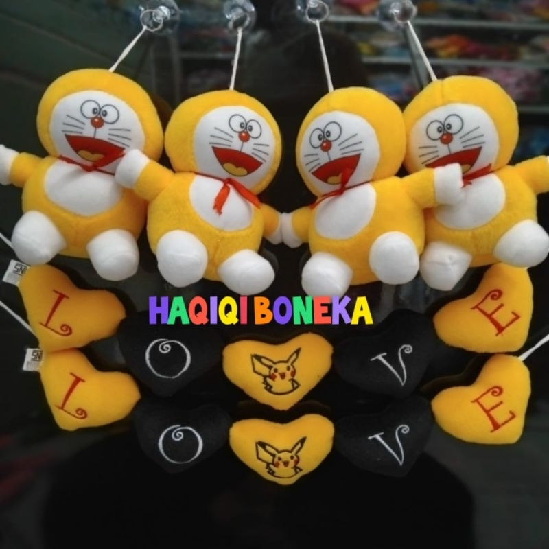 Jual paket set hiasan kaca mobil, dashboard mobil boneka doraemon warna ...