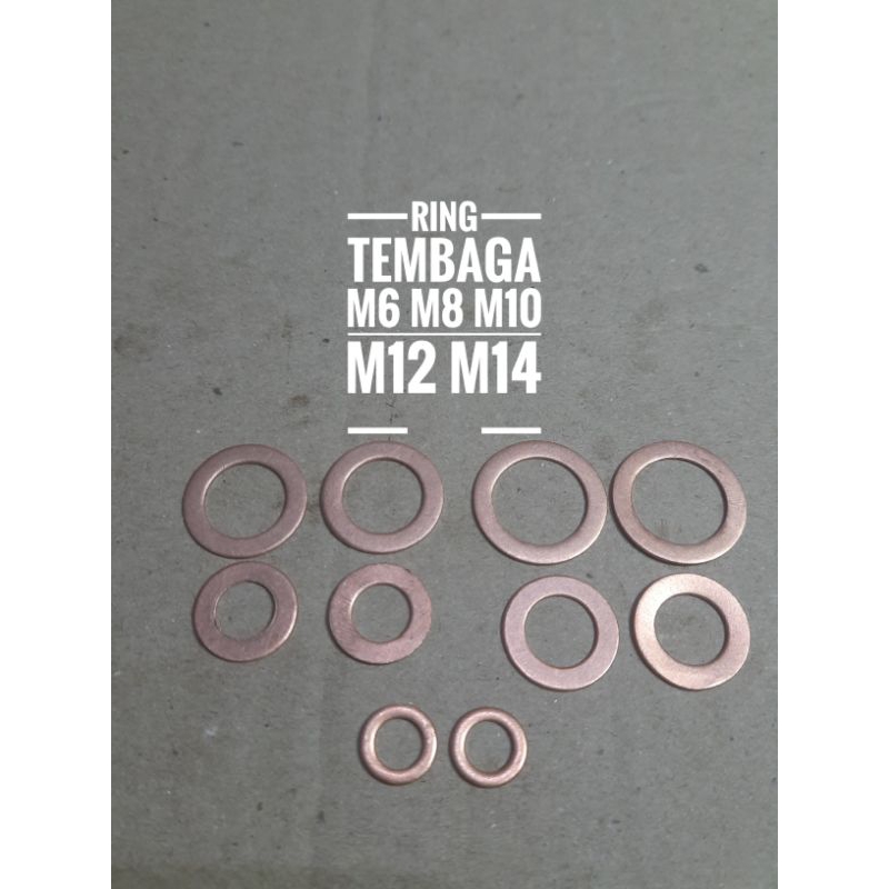 Jual ring oli tembaga m6-m8-m10-m12-m14 paket (10pcs) | Shopee Indonesia