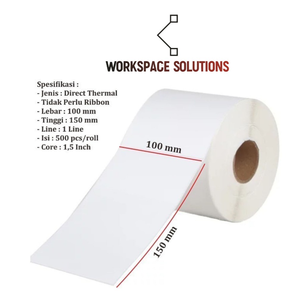 Jual KERTAS STICKER LABEL THERMAL 100x150 BARCODE UKURAN A6 500 LEMBAR | Shopee Indonesia