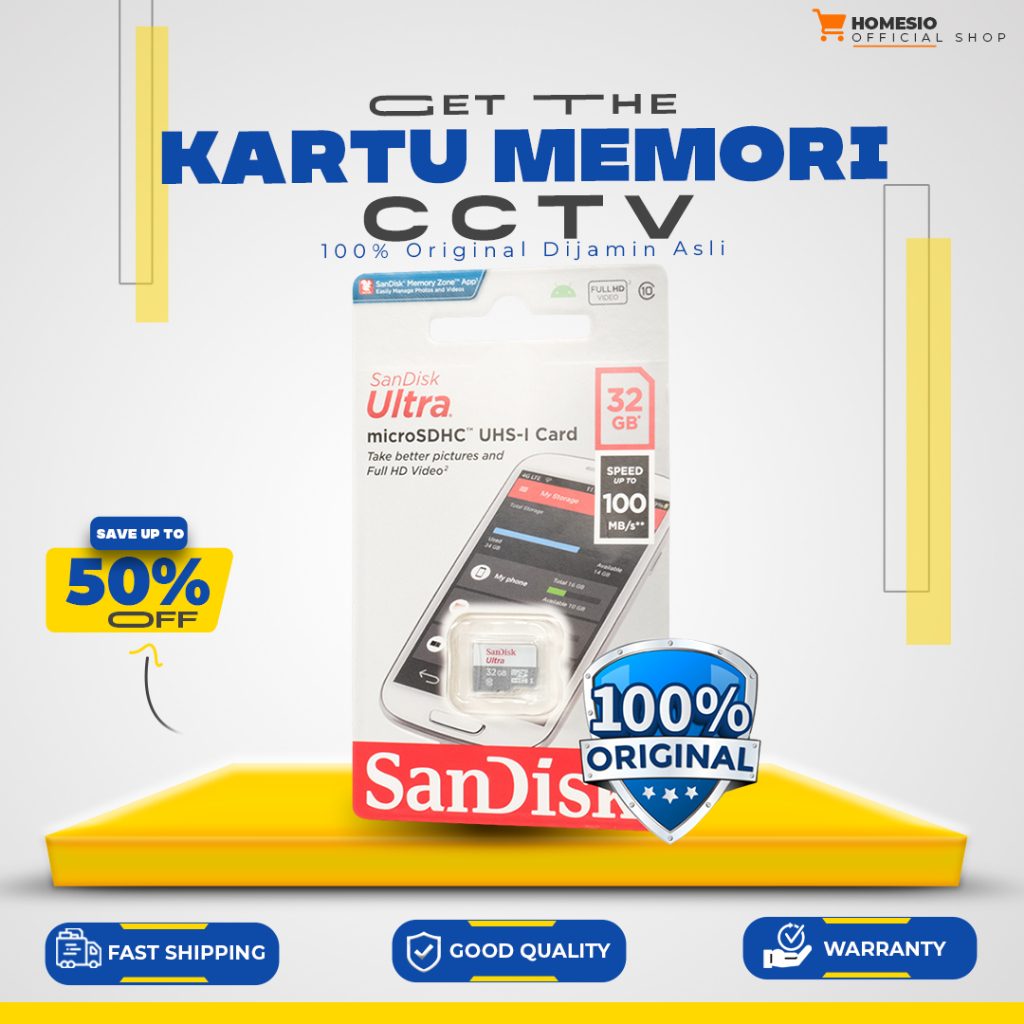Jual Kartu Memory Memori Card microSDHC Hp CCTV Sandisk Class 10 (100MB ...