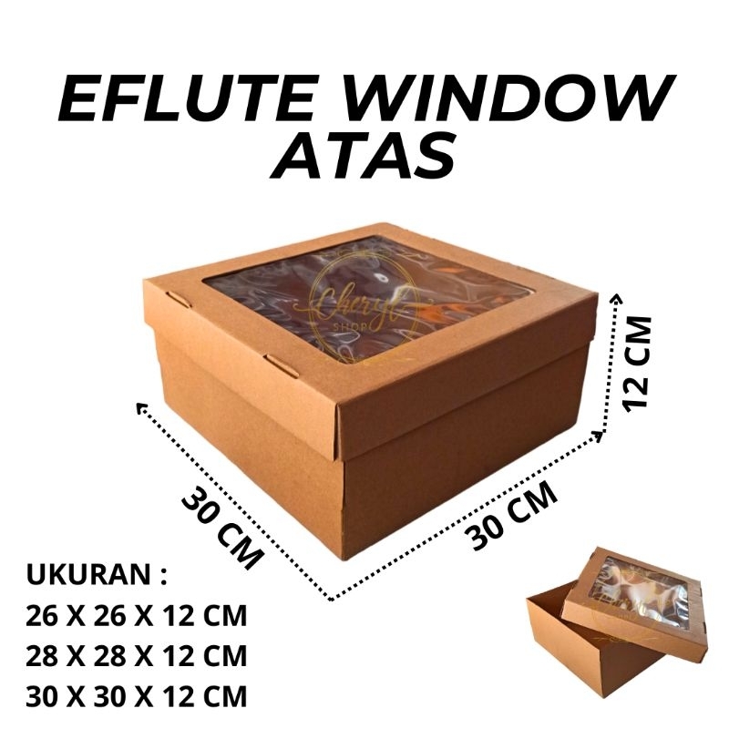 Jual (10 PCS) DOS / DUS KUE EFLUTE WINDOW TUTUP PISAH TINGGI 12 CM UK ...
