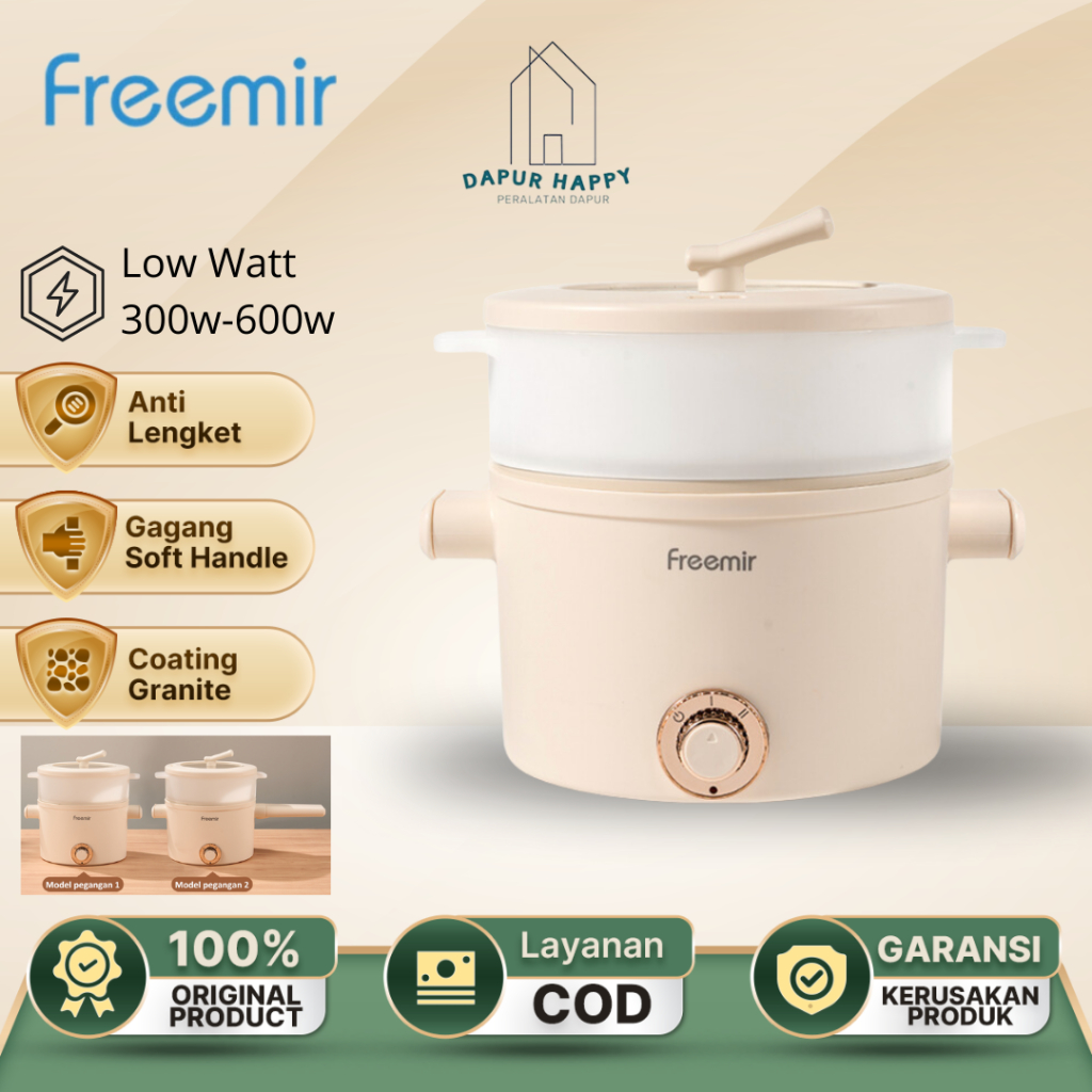 Jual freemir Panci Listrik 2L 20cm Beige Multifungsi - 2 in 1 Electric ...