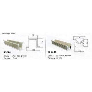 Jual Rel Pintu Sliding Aluminium Lemari Kayu Minimalis Huben U M SD-02 31-41 AS 75 380 329 1 set ...