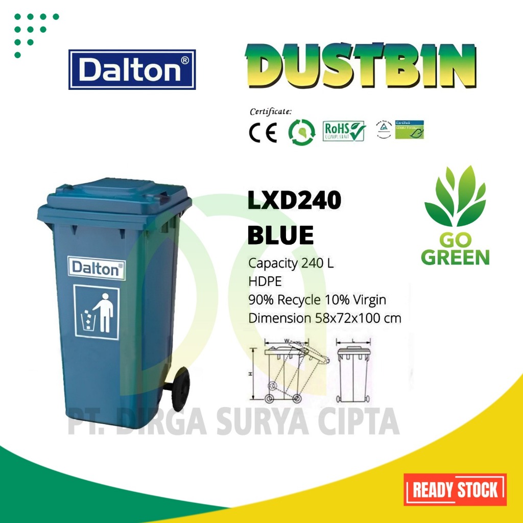 Jual (KHUSUS CARGO) Tempat Sampah 240 Liter HDPE Dalton | Shopee Indonesia