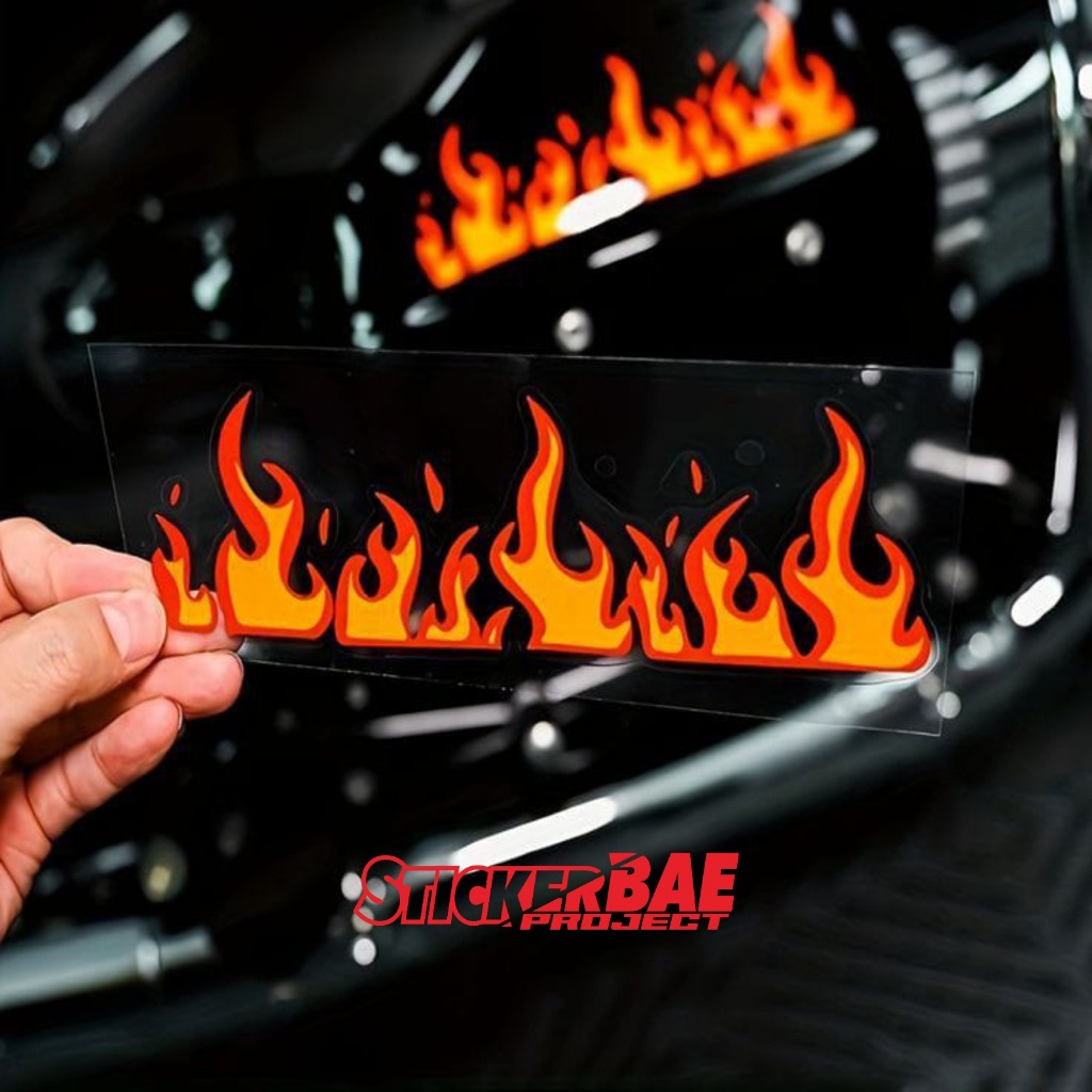 Jual sticker cutting lapis motif api menyala bukan printing stiker ...