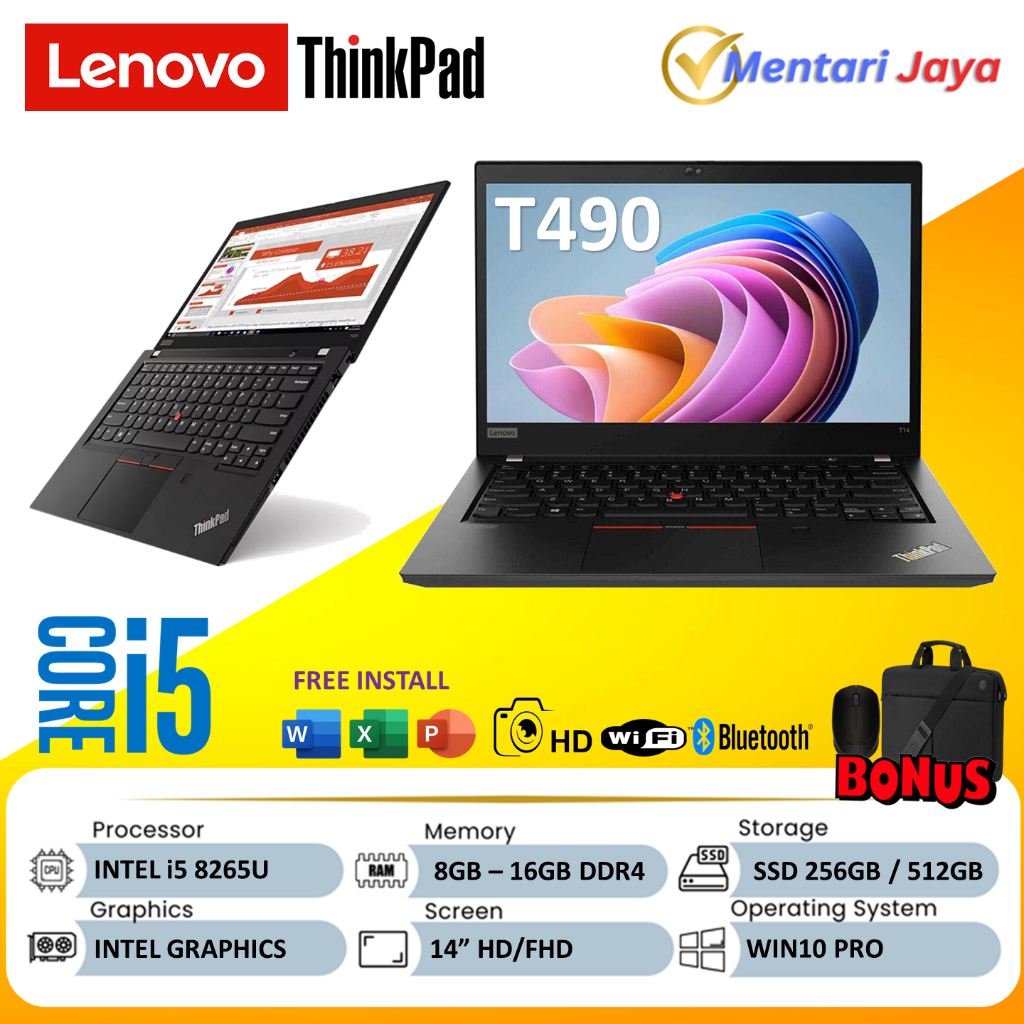 Jual LENOVO Thinkpad T490 Intel i5 8265U RAM 16GB 512GB SSD WIN10 PRO ...