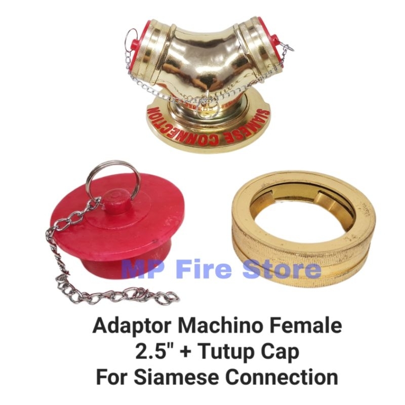 Jual ADAPTOR MACHINO FEMALE 2.5 inch + TUTUP CAP x DRAT DALAM SIAMESE ...