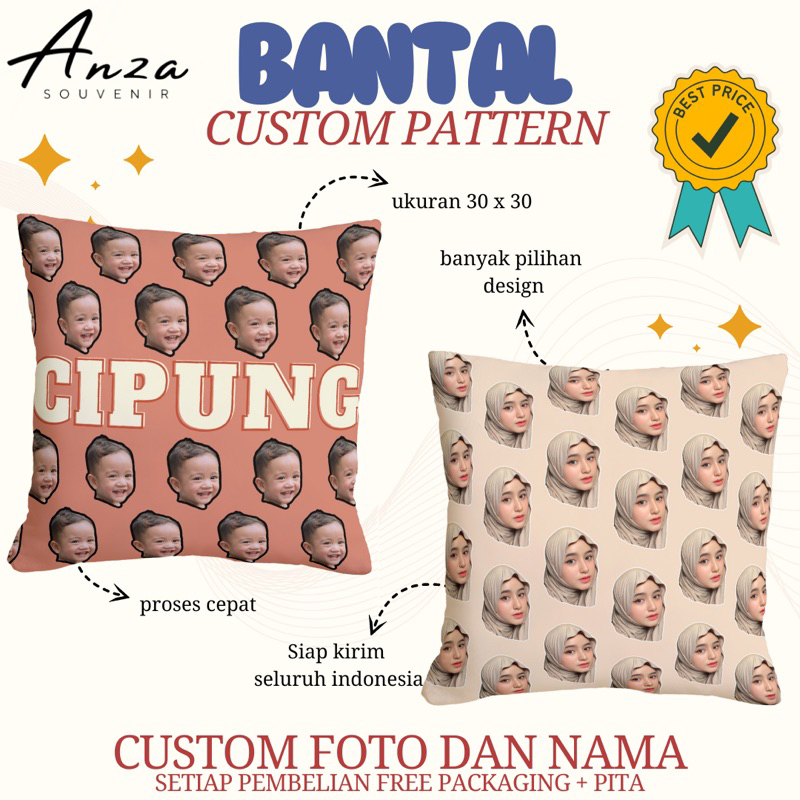 Jual BANTAL FOTO PATTERN / BANTAL FOTO WAJAH / BANTAL CUSTOM MURAH ...