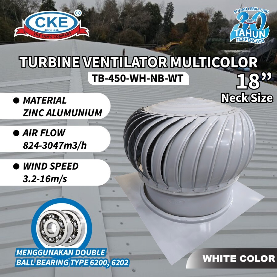 Jual Turbin Ventilator Multicolor 18 Inch White Color TB-450-WH-NB-WT ...