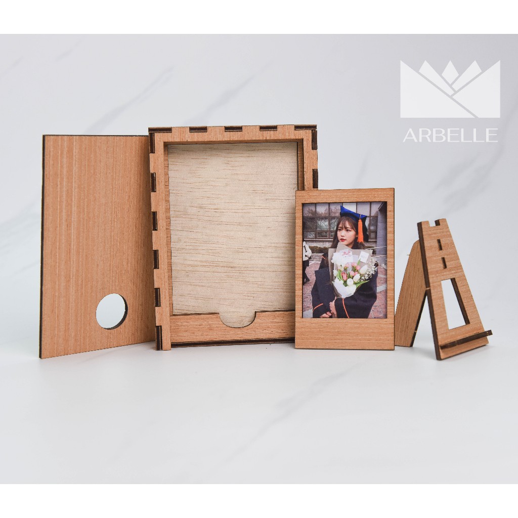 Jual Polaroid Box Wood Frame with Stand DIY - Polaroid Size Instax Mini ...