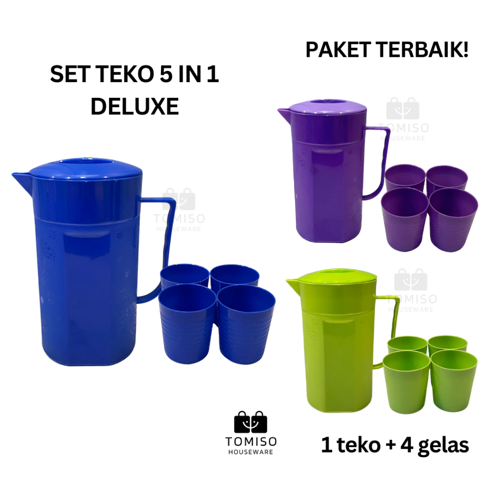 Jual SET TEKO AIR 5 IN 1 DELUXE | Isi 1 teko & 4 gelas Water Jug Eskan ...