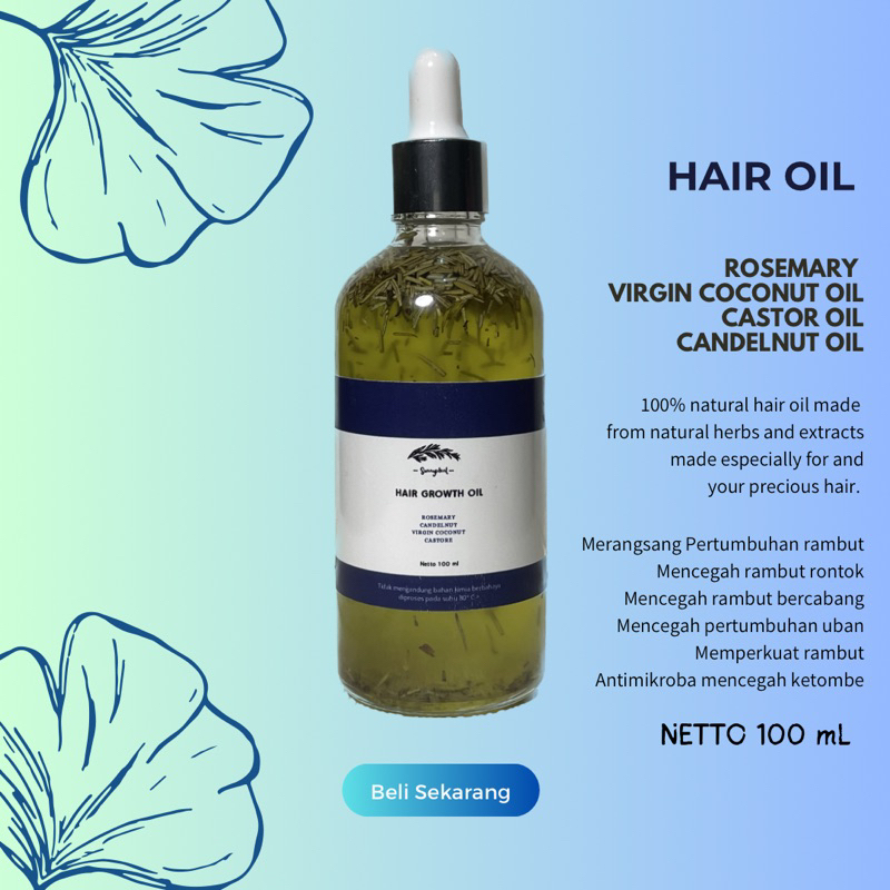Jual HAIR OIL INFUSE Rosemary + Virgin coconut Oil + Castor + Candelnut ...