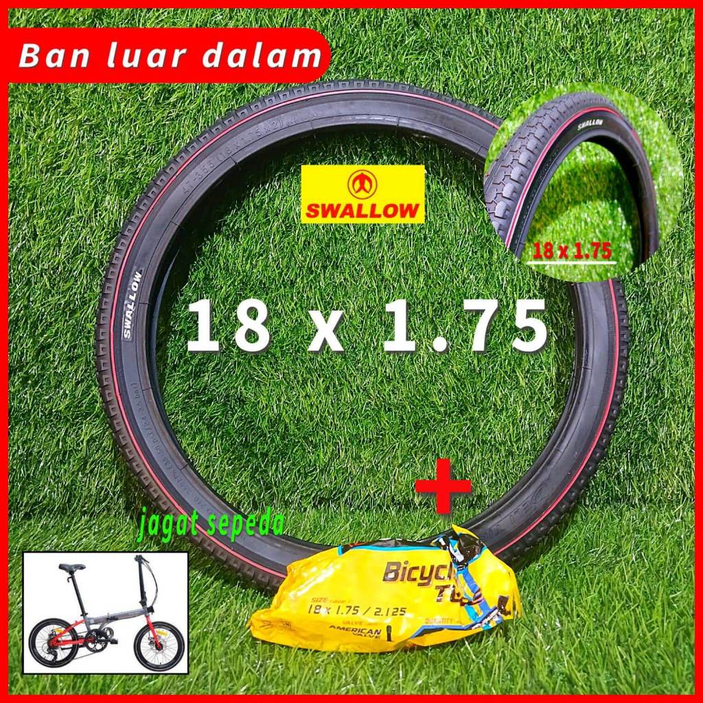 Jual ban sepeda 18x1.75 swallow luar dalam ban luar dalam 18 inch | Shopee Indonesia
