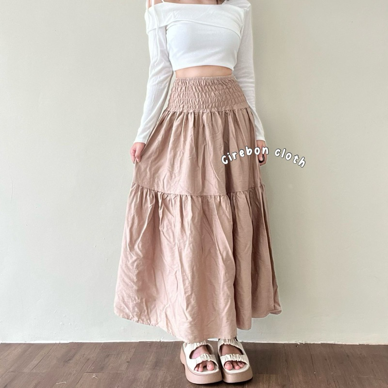 Jual Cirebon Cloth - Kelly Skirt / Rok susun Linen / Rok korea style ...
