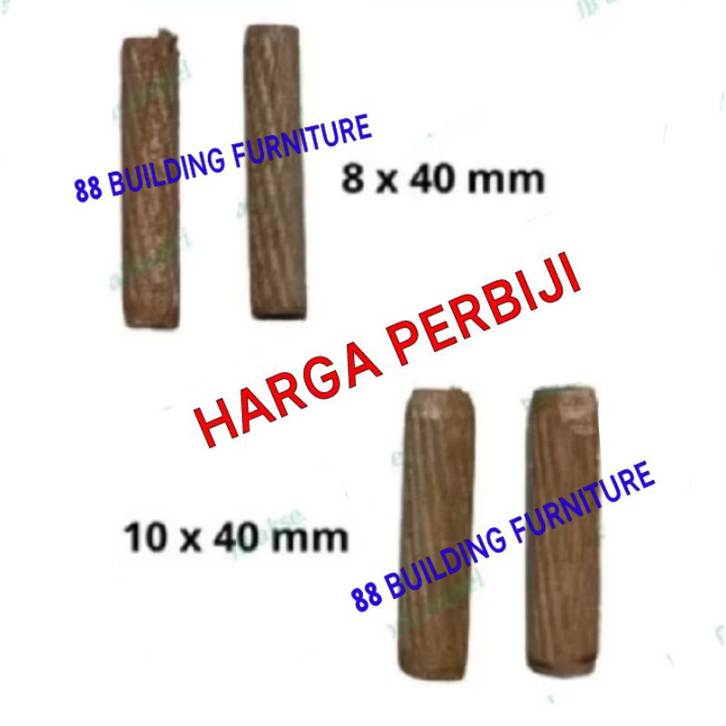 Jual PERBIJI,, DOWEL KAYU ULIR KECIL BESAR 8x40 mm 10x40 mm / AMBALAN ...