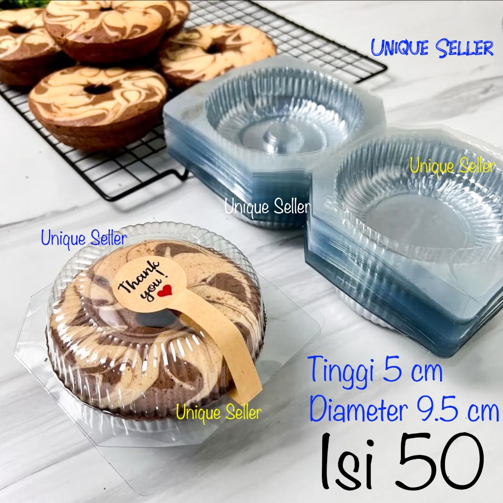 Jual [Isi50] Mika Donat 9.5 cm Tinggi 5 cm / Kotak Kue Donat 9.5cm ...