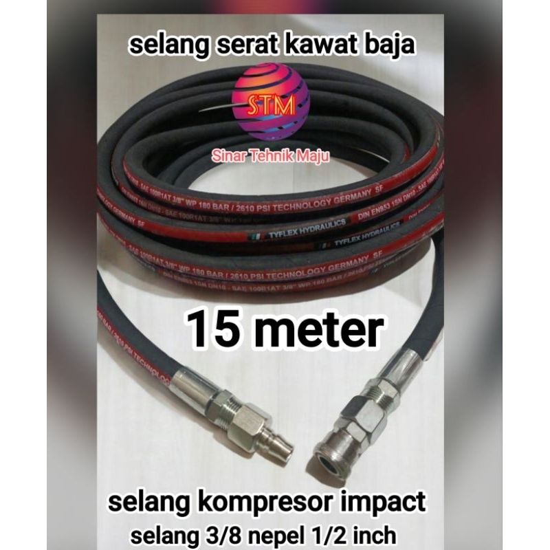 Jual selang angin kompresor impact selang 3/8 panjang 15 meter selang ...