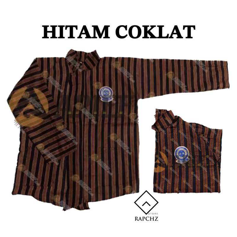 Jual Baju Lurik Jawa Hitam Coklat Asli Tenun Khas Jogja / Baju Adat Jawa / Surjan Lurik Dewasa ...