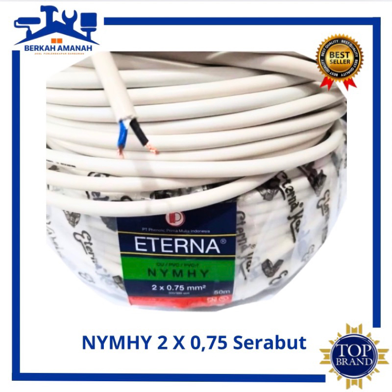 Jual Kabel Eterna SERABUT NYMHY 2 X 0,75 Meteran/eceran (ORIGINAL) | Shopee Indonesia