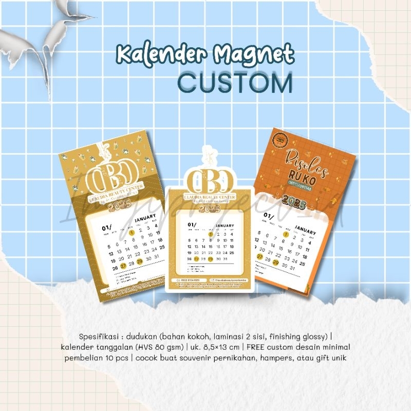 Jual Kalender Magnet / Kalender Custom / Souvenir unik kalender magnet ...