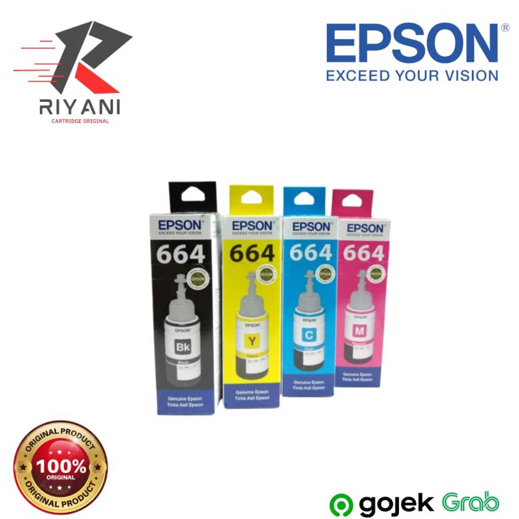 Jual TINTA Epson 664 BLACK CYAN YELLOW MAGENTA ORIGINAL | Shopee Indonesia