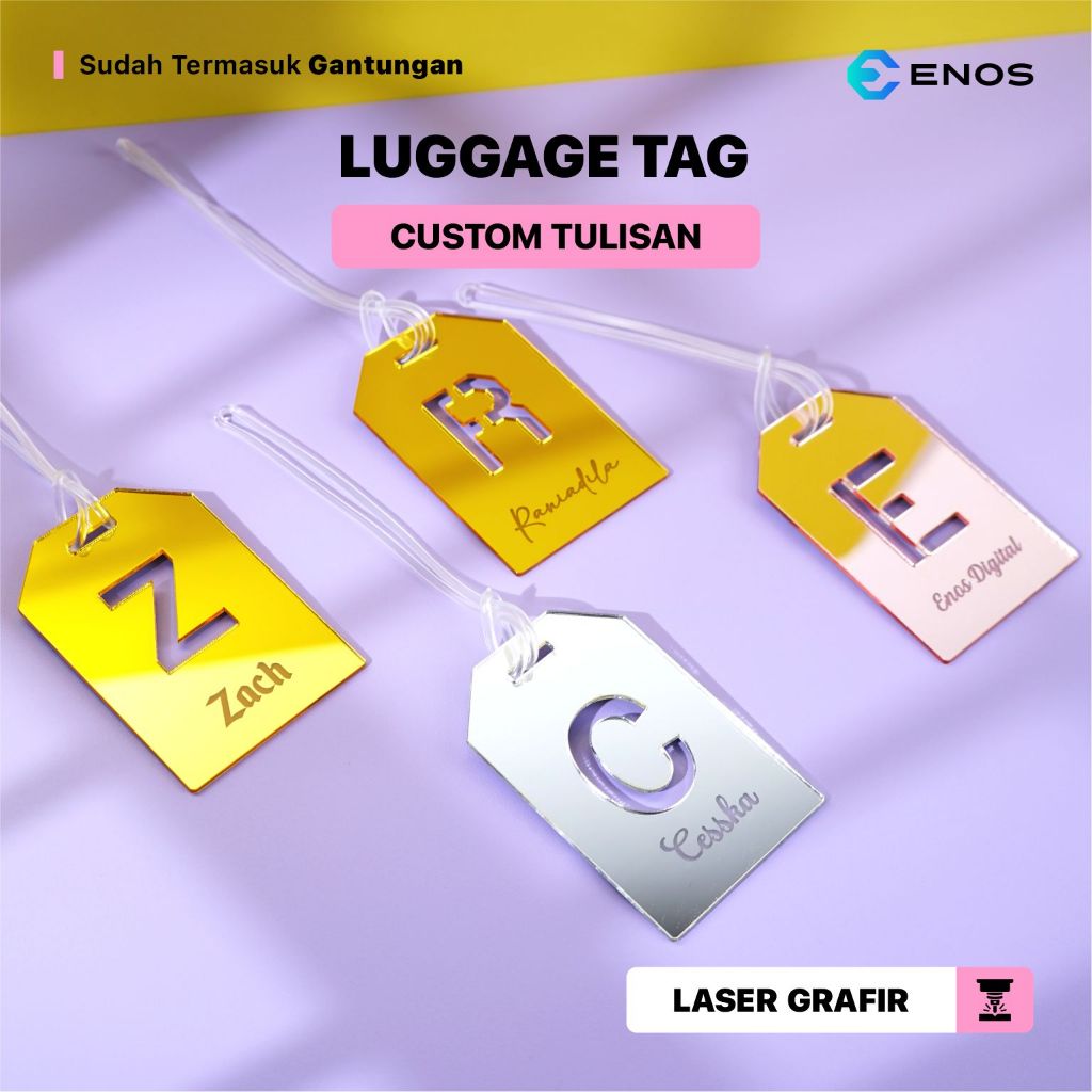 Jual LUGGAGE BAG TAG CUSTOM NAMA INISIAL CUTTING TULISAN GRAFIR WARNA ...