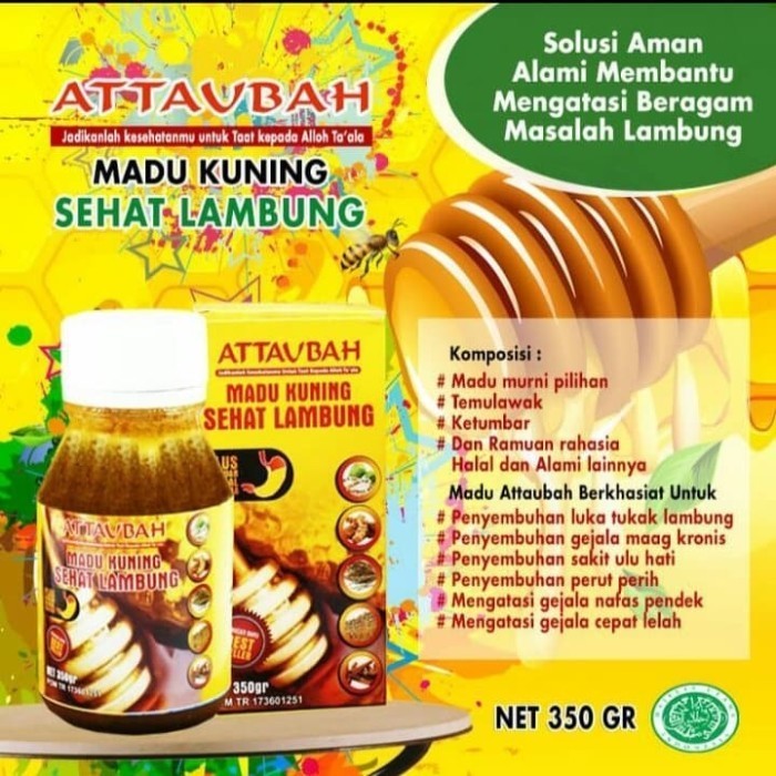 Jual (2 BOTOL) Madu kuning At-Taubah | Membantu Mengatasi Asam Lambung ...