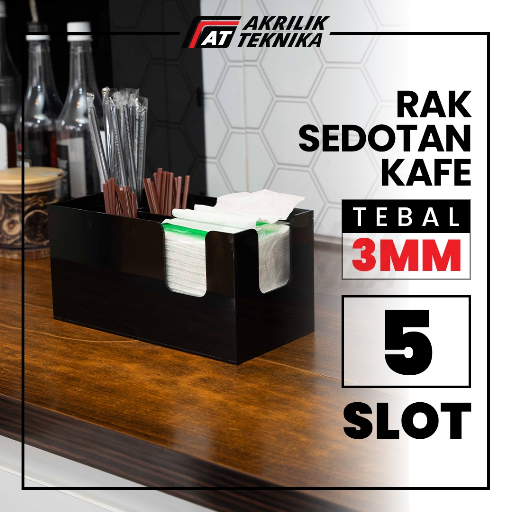 Jual Rak Paper Cup 5 Slot / Dispenser Organizer Cafe / Rak Sedotan Kopi ...