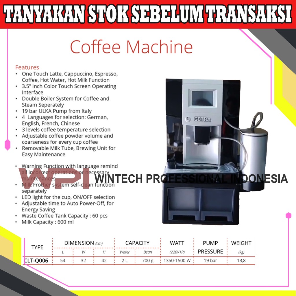 Jual Getra CLT-Q006 Automatic Coffee Machine - Mesin Kopi Espresso ...