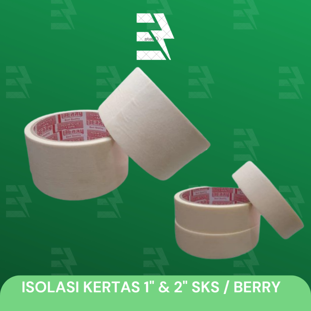 Jual BERRY LAKBAN KERTAS / ISOLASI KERTAS / MASKING TAPE 1 INCH PUTIH DAN ISOLASI KERTAS BERRY 2 ...