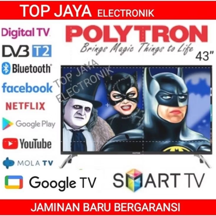 Jual GOOGLE TV 43 INCH POLYTRON SMART DIGITAL TV/GOOGLE TV POLYTRON 43 ...