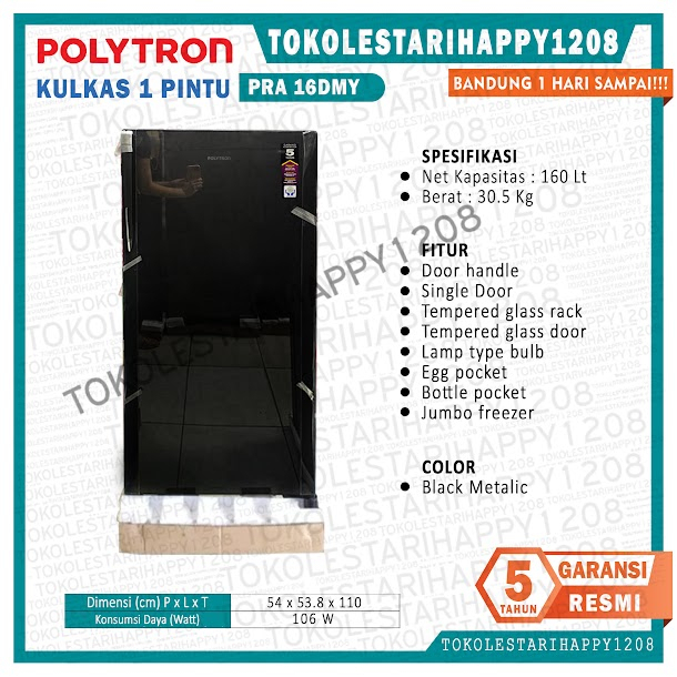 Jual Kulkas Polytron 1 Pintu Belleza 160 liter PRA 16 CRX/DRX/DMY ...